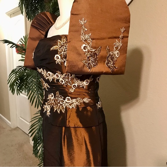 Dresses | Beautiful Chocolate Brown Modern Filipiniana Terno Gown With ...